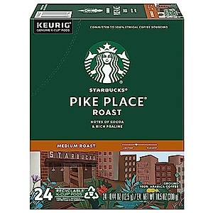 Starbucks K-Cup Coffee Pods—Dark Roast Coffee—Roast for Keurig Brewers—100% Arabica— Essentially for Southern Basics (Pike Place)