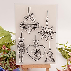 NZJ Merry Christmas Decorative Ball Clear Stamp Background Transparent Silicone Stamp Rubber Stamp for Scrapbook Journal Card Making