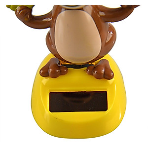 Home-X Solar-Power Dancing Monkey Figure, Office Décor, 3 3/4” Tall