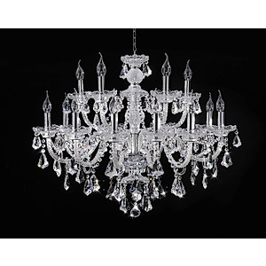 ARRKOYAA Clear 15 Lights K9 Crystal Chandelier Modern Luxurious Light Candle Pendant Lamp Ceiling Living Room Lighting for Dining Living Room Bedroom Hallway Entry 32x35 Inch Gifts(Color Clear)