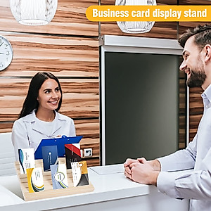 Wooden Earring Display Stand - Portable Holder with 2 Detachable Pegs + 200pcs Cardboard for Selling Earrings & Jewelry Show Business Card Holder (Wood Color)