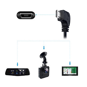 YQMAJIM Dash Cam Power Cord, 11 Ft Micro USB Charging Power Cable for Car Dash Camera Mirror Camera 90 Degree Angle Micro USB Cable
