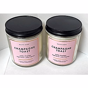 Set of 2 Bath and Body Works White Barn Champagne Toast Single Wick Candle 7 Ounce each