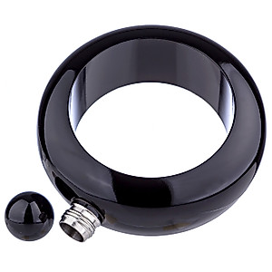 Bangle Bracelet Wine/Alcohol 3.5 oz Flask - Stainless Steel Black and Silver Creative Gift Set for Women - Bonus Funnel Included