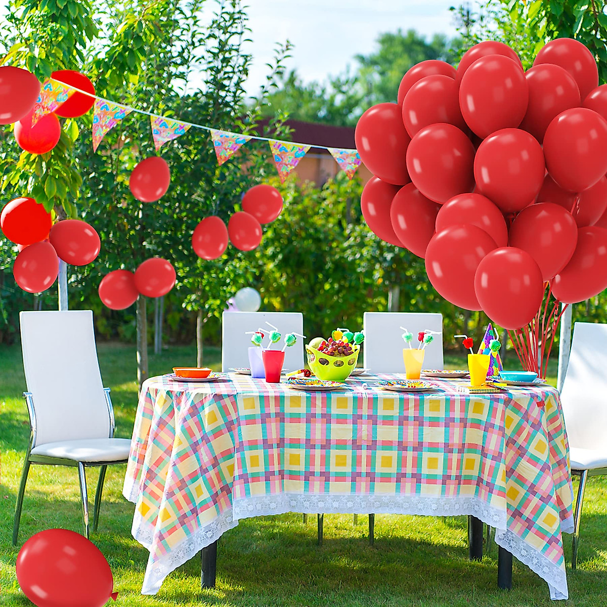 120Pcs Latex Party Balloons, 12 inch Red Helium Balloons with Ribbon for Birthday, Wedding, Baby Shower,Graduation Birthday Party Decorations