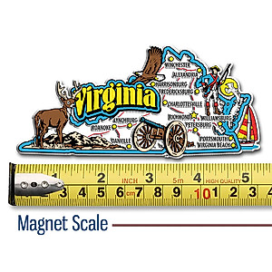 Virginia Jumbo State Magnet by Classic Magnets, 5.1" x 2.4", Collectible Souvenirs Made in The USA