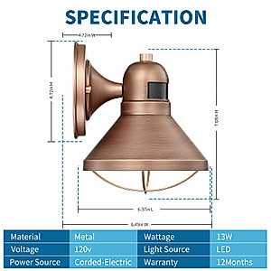 LONEDRUID Motion Sensor Outdoor LED Barn Light Dusk to Dawn Exterior Wall Lantern Waterproof Outside Sconce Lighting Fixtures Farmhouse Wall Mount Porch Lamp for House Garage Patio
