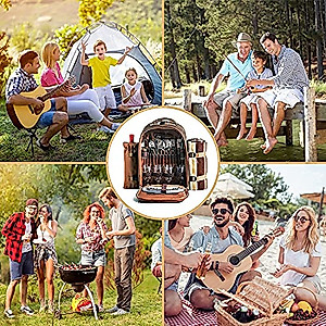 Picnic Backpack Bag for 4 Person With Cooler Compartment, Detachable Bottle/Wine Holder, Fleece Blanket, Plates and Cutlery Set Perfect for Outdoor, Sports, Hiking, Camping, BBQs(Coffee)