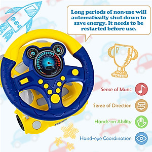 KalaDuck Toddler Steering Wheel Toy, Baby Simulated Car Driving Musical Toys with Multiple Sounds, Learning Rotatable Car Toys for Preschool Kids Boys and Girls Ages 3+