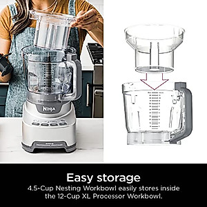 Ninja XSKBWLNBWL Professional XL Food Processor 4.5-Cup Nesting Work Bowl Kit, Compatible with NF701, Gray