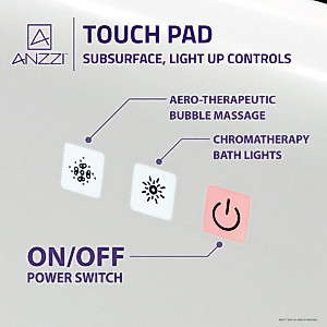 ANZZI 67" Freestanding Jetted Bathtub - White Acrylic Air Jetted Free standing Bath tub - Jerico Series Soaking Tub, Drain and Overflow, Light Up Control Pad - Luxury Spa Experience at Home