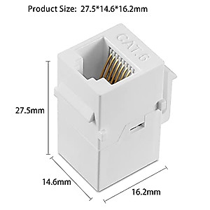 Ethernet Keystone,Cat6 Coupler Jack Network Cable Female to Female Jack，Compatible with Cat7 Cat6 Cat6a Cat5e Cat5-10 Pack White