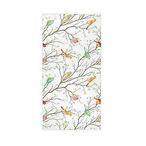 Ollabaky Rustic Style Birds Hand Towels Cotton Face Towels Ultra Soft Breathable Absorbent Multipurpose Fingertip Towels for Bathroom, Kitchen, Gym, Spa, Home Decoration, 30 x 15 Inch