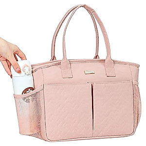 NISHEL Lunch Box for Women, Portable Insulated Lunch Bag, Reusable Cooler Bag with Leak-proof Insulated Thermal Compartment, Tote for Office Work Picnic Travel Gym, Pink