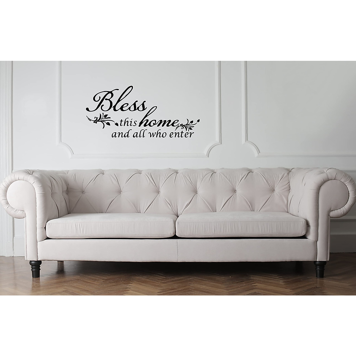 Decaltor Bless This Home and All who Enter - Vinyl Wall Decal Entryway Living Room Décor Art Letters Quotes Stencil
