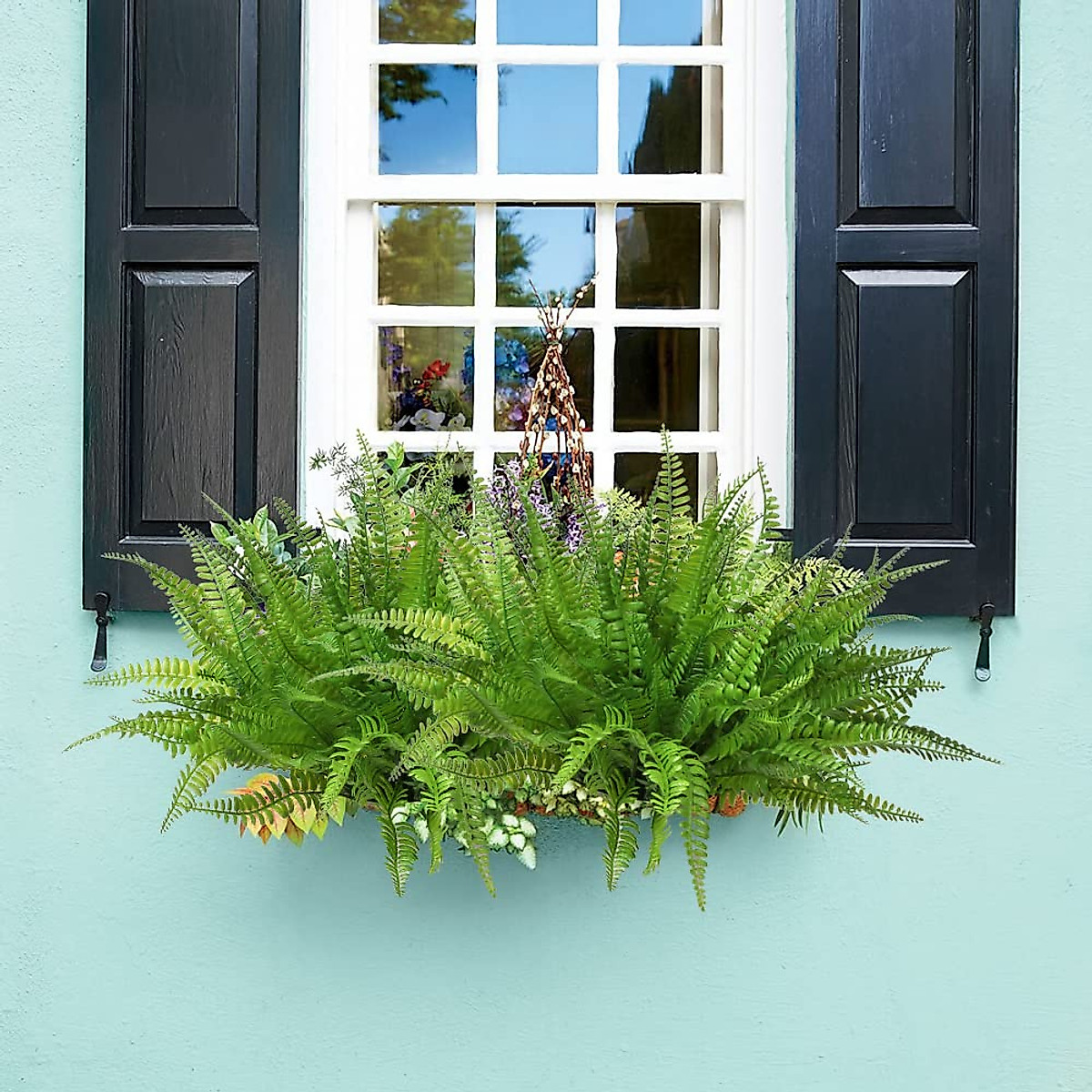 plant Artificial Boston Fern Bushes Fake Greenery Shrubs Branches for for Decor Home Indoor Outdoor Garden 4pcs