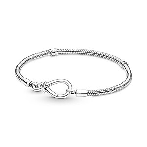 Pandora Moments Infinity Knot Snake Chain Bracelet - Compatible Moments Charms - Sterling Silver Charm Bracelet for Women - Gift for Her - 23 cm, No Gift Box