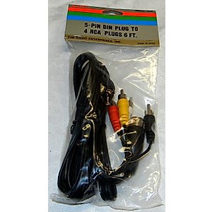 Saiko 6ft 5-Pin Din Male to 4-RCA Audio Cable for Atari 800/800XL, Commodore 64/128, Bang & Olufsen, Naim, Quad.Stereo Systems + More