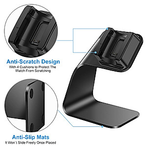 CAVN Charger Dock Compatible with Fitbit Charge 4 / Charge 4 SE (Not for Charge 3), Aluminum Charger Dock Replacement Charging Stand Station Cradle Base with USB Cable for Charge 4 Smart Watch (Black)