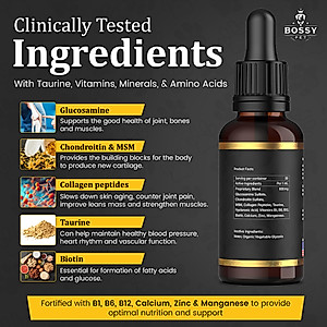 Glucosamine Liquid for Dogs & Cats - Joint Supplement for Dogs & Cats - Joint Supplement with Chondroitin, MSM, Hyaluronic Acid, Biotin, Collagen Peptides & Taurine - Max Potency for Hip & Joint Care.