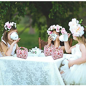 24 Pack Tea Party Favor Gift Boxes Floral Teapot Paper Treat Box Bag Wrapping for Tea Pot Theme Bridal & Baby Shower Wedding Birthday Party Supplies Decorations Fill with Candy Cupcake Goodies Prizes