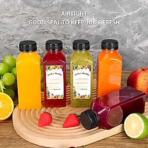 Moretoes 128pcs 12oz Juice Bottles, Plastic Juice Bottles with Caps, Reusable Drink Containers for Juicing, Smoothie and Other Beverages