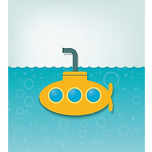 Ambesonne Yellow Submarine Duvet Cover Sets, Illustration of Submarine with Bubbles Below The Sea Pattern, Bedding Set with 2 Duvet Covers & 4 Pillowcases, 2 Pack King Size, Earth Yellow Pale Blue