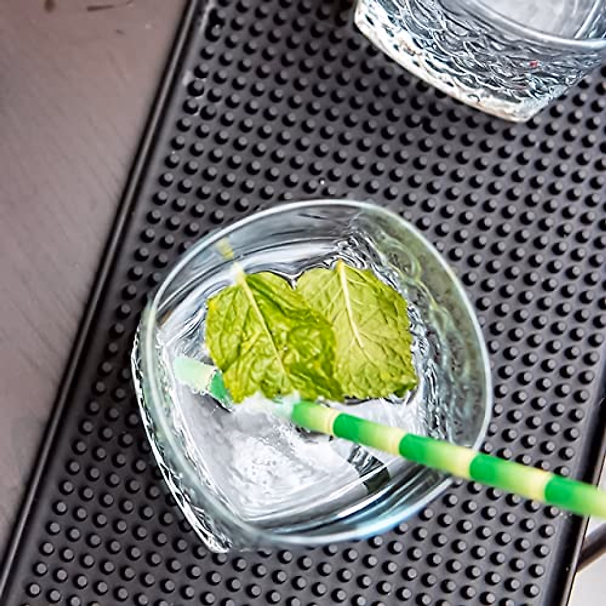 WISHMART | Black Bar Mats Set of 2 (18x12 Inches) | Drying, Durable and Stylish Spill Mats for Bars, Restaurants, Coffee Shops, Bar Mats for Countertop and Table Top, Non-Spill & Non-Toxic Mats