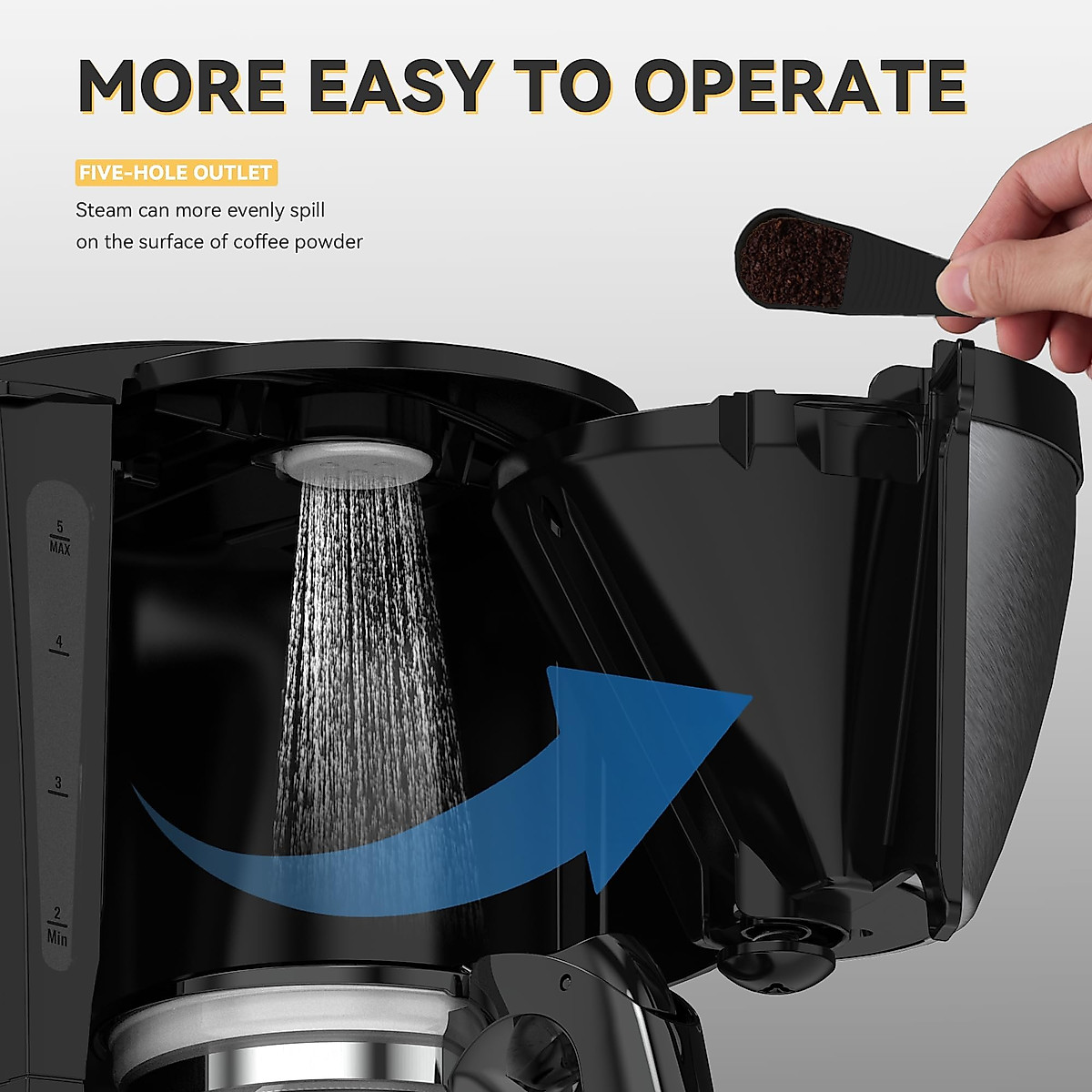 avigator 5-cup Car Coffee Maker with Car Charging Cigarette Lighter, 12V Travel Coffee Maker with Fast Heating, Glass Carafe, Compatible with Ground Coffee for Driving RV (Silver Black)