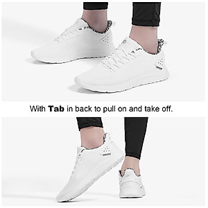 KOLILI Women Fashion Tennis Road Running Workout Shoes Lightweight Energycloud Soft Cushion Sneakers White Leopard Size 8