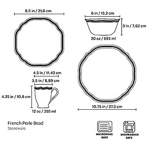 Lenox Ice Blue French Perle Bead 4Pc Place Set, 6.50 LB