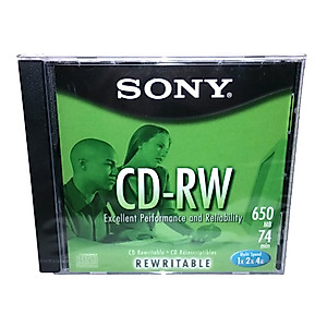 Sony CD-RW 650 mb 74 min 1x-4x Rewritable Blank CD-ROM Disks CDRW650L with Jewel Cases - 4 Pack