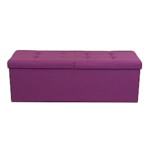Otto & Ben Folding Box Chest Upholstered Tufted Ottomans, 45", Purple