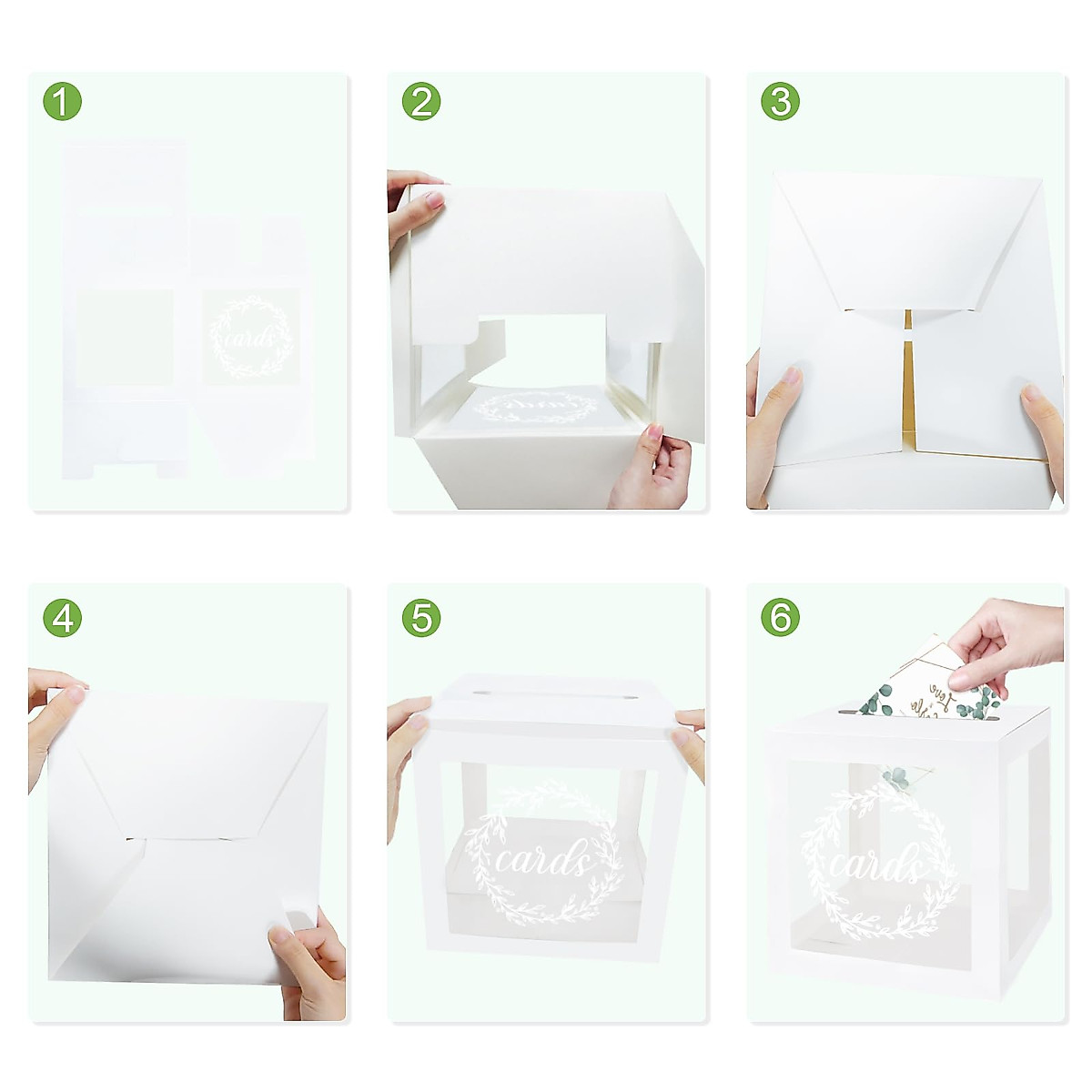 LIKAJON 1 Pack Wedding White Card Box, Transparent White Gift Card Box for Wedding Decorations for Reception, Money Box for Bridal Shower Decorations Party Reception Anniversary Baby Shower