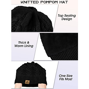 URATOT 4 Pack Winter Knitted Set Thick Knitted Beanie Hat Scarf Gloves Ear Warmer for Men or Women