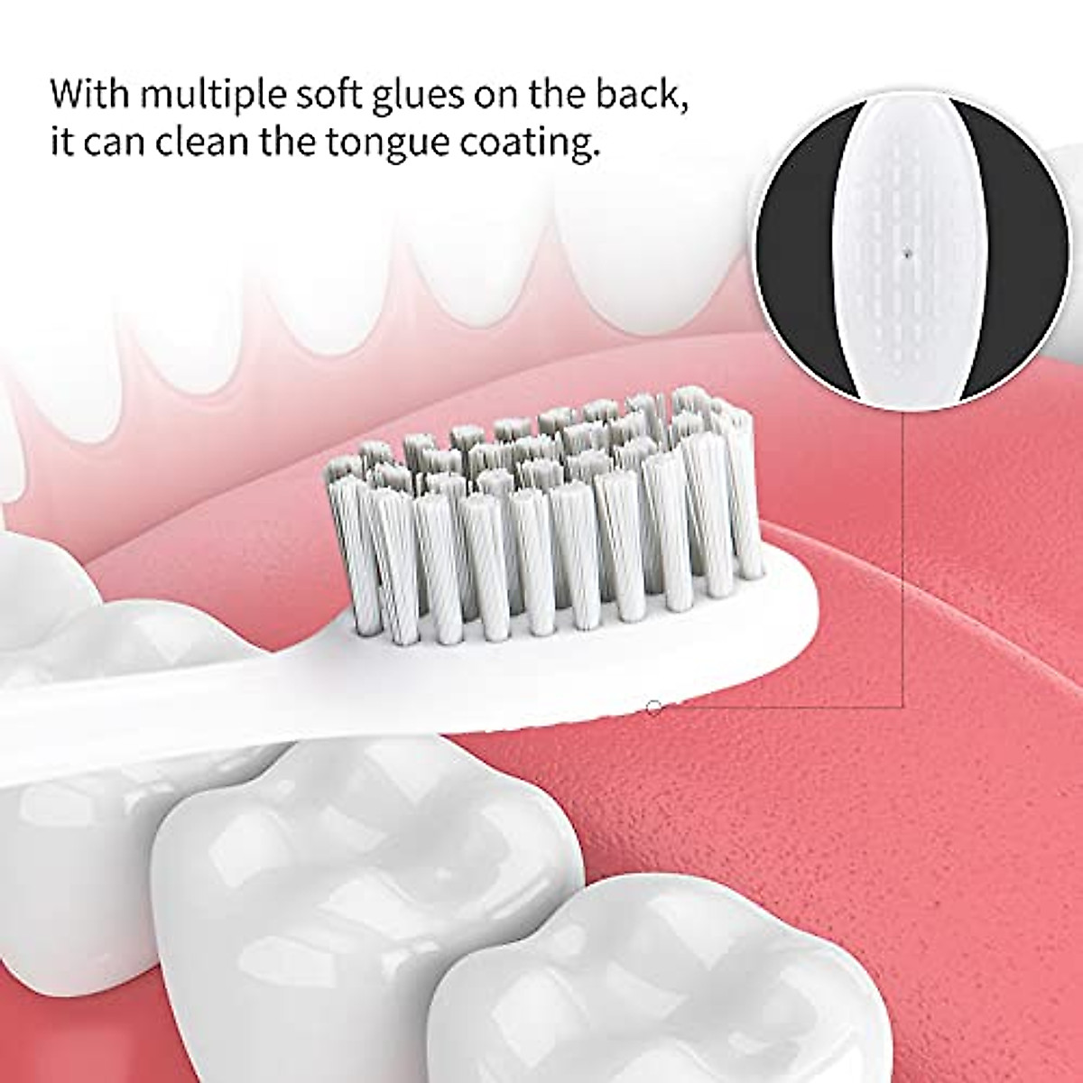 Flexforce V1 Toothbrush Replacement Heads, Adult and Kid Toothbrush Heads, Sonic, Clean Tongue Coating, Nylon (4 Packs, White)