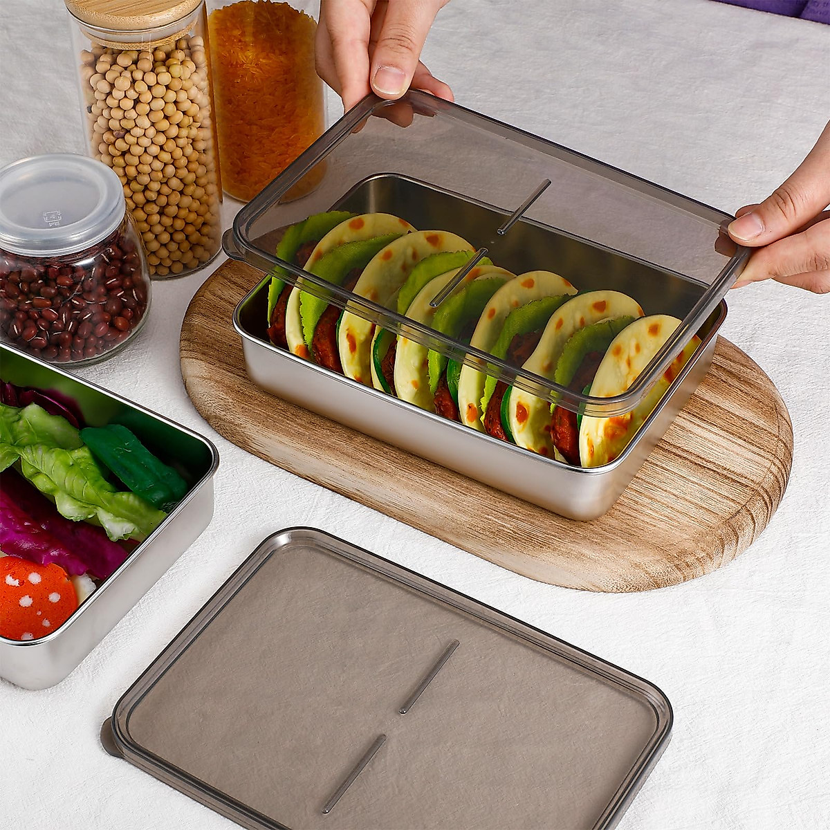 Layhit Cheese Container for Fridge Deli Meat Storage Containers with Lids Bacon Container for Refrigerator Dishwasher Safe Lunch Meat Container for Pantry, Counter, Refrigerator(4 Pcs)