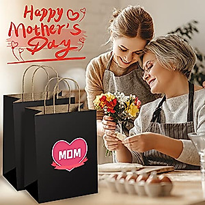 UCGOU Black Gift Bags 8x4.25x10.5 Inches 25Pcs Paper Bags with Handles Paper Gift BagsParty Favor Bags Goodie Bags Shopping Bags Bulk Craft Bags Grocery Bags