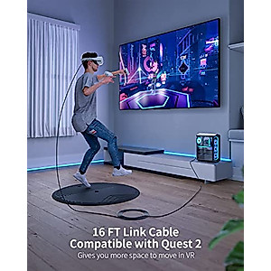 ZYBER Link Cable 16 FT for Meta Quest 2 Quest Pro Pico 4,VR Headset Link Cable for Oculus Quest 2/1 Gaming PC, High Speed USB 3.0 to USB C Cable for PC VR and Steam VR, Black