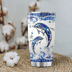 9SUNFLOWER Whale Coffee Tumbler Jewelry Style Cute Birthday Gifts For Girls Women Friends Animal Lovers Large Travel Mug With Lid Insulated Cups Inspirational Quotes Steel Mugs