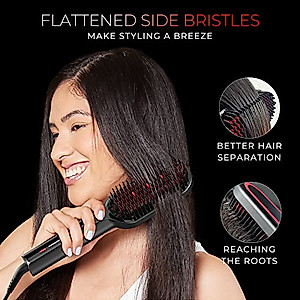 2023 Upgraded Hair Straightener Brush | TYMO Ionic Plus Straightening Brush with 16 Temps, 30s Heat-up, Dual Voltage | Brush Straightener for Women | Heated Styling Brush for Thick Curly Hair