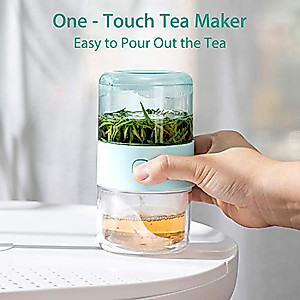 ZENS Travel Tea Set,Tritan Portable Teapot Infuser Set for One with 200ml Double Walled Teacup for Loose Tea,To Go Light Green Travel Case for Office or Homeworking Daily Tea