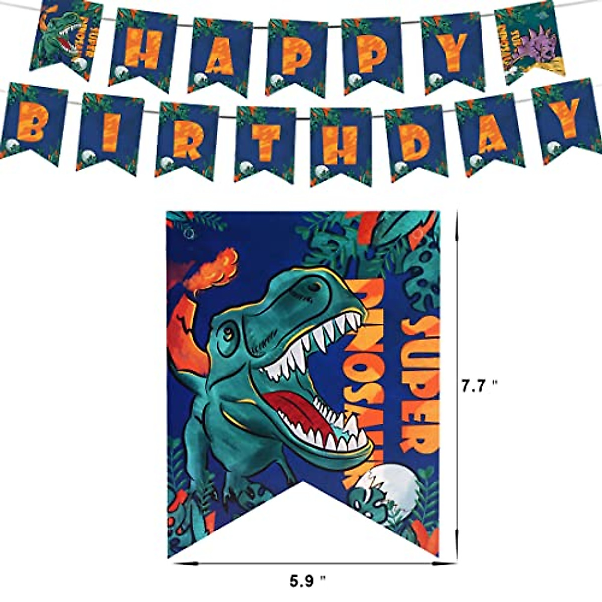 Dinosaur Birthday Party Supplies Kit For Boys, Dinosaur Party Decorations-20 Guest-Include Dino Plates Cups Napkins Banner Cutlery Balloon Tablecloth Straws Toppers