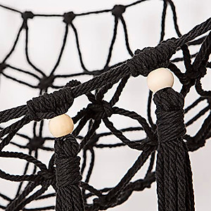 MAKEONEWO Stuffed Animal Toy Hammock Hanging- Macrame Toy Hammock with Tassels-Stuff Animals Organizer Storage Boho Large Corner Plush Toys Net Holder for Nursery, Play Room, Kids Bedroom (Black), 1 Pack