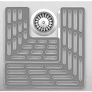 Joseph Joseph SinkSaver Adjustable Sink Protector Mat Two Grid Sections Fits Different Drain Positions Non-Slip, Gray
