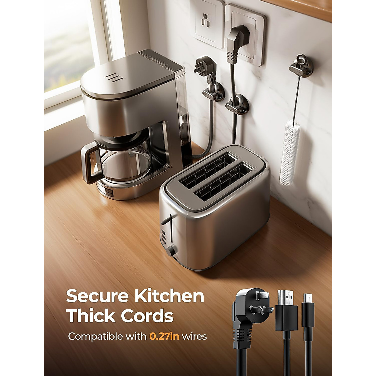 8-Pack Magnetic Cable Clips [1S Snap-On] Cord Holder, LISEN Office Desk Organizers and Accessories with 4 Extra Strong Adhesive Pads, Wire Organizer for Nightstand, Home, Wall, Car, Desktop