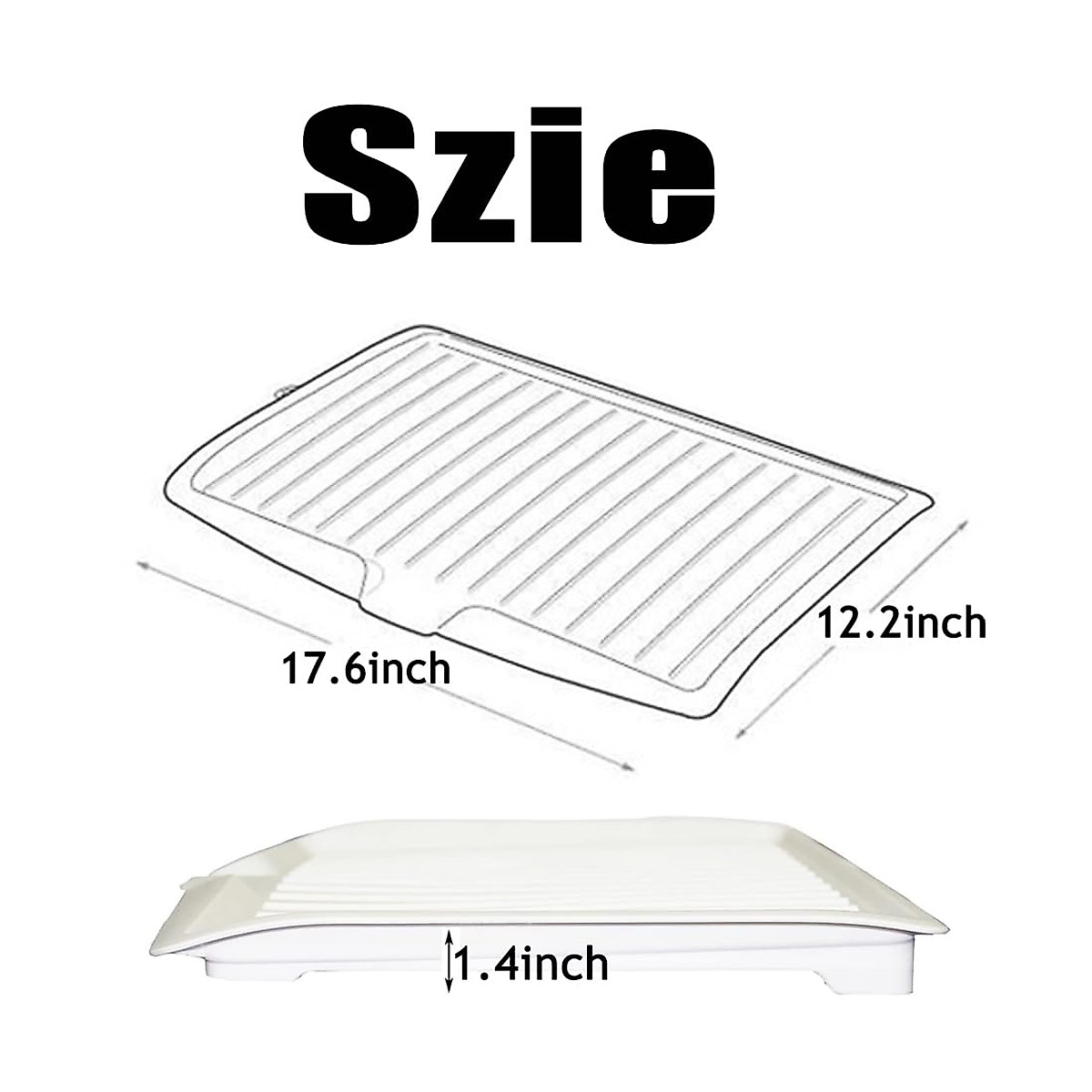 Qingsi 1 PC Premium Drip Tray Dish Drainer Mat Plastic Kitchen Dish Draining Rack Dish Drain Board Sink Side Drip Sloping Draining Tray for Pots, Pans, Fruit Vgetable Drain Cooking Holder Tools