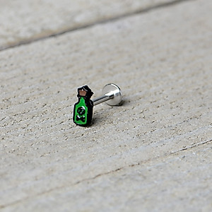 Body Candy 16G 316L Stainless Steel Glow in the Dark Poison Green Bottle Labret Monroe Lip Ring Tragus 8mm