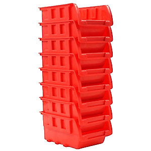 BIN BUDDY 8 Piece Stackable Storage Bins | Wall Mountable with Racks | Size Per 6.5" (16.5 cm) x 4.25" (10.8 cm) x 3" (7.6 cm) | Versatile Organization Tool