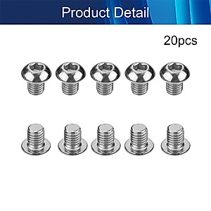 Juvielich 20Pcs M8x10mm Hex Socket Head Machine Screws Carbon Steel Inner Hex Socket Round Head Screw Fasteners Furniture Bolts Silver